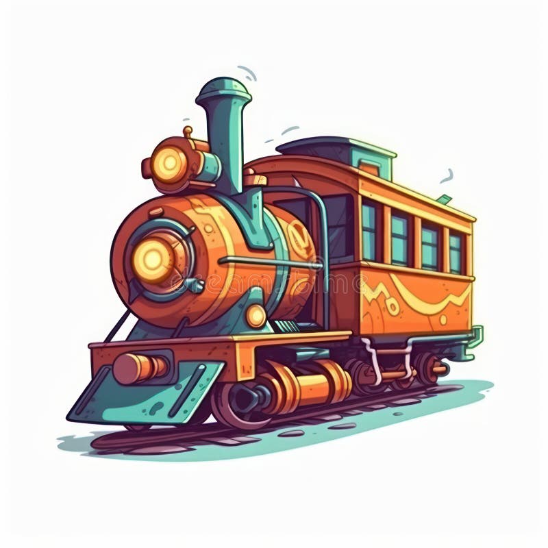 Cartoon Illustration of an Old Steam Train. Stock Illustration ...