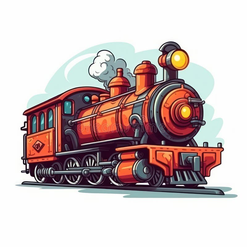 Cartoon Illustration of an Old Steam Train. Stock Illustration - Illustration of journey ...