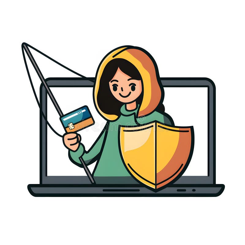 Cartoon Illustration of Online Security and Data Protection Stock ...