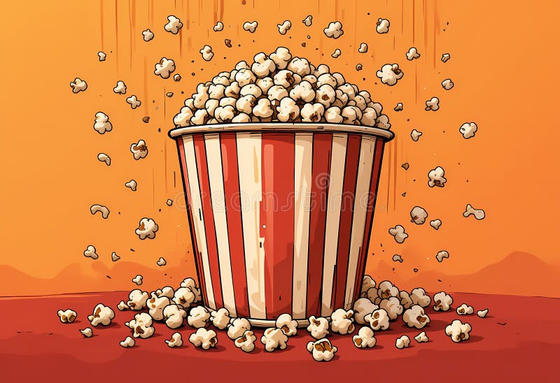 Cartoon Illustration of Overflowing Popcorn Bucket Stock Illustration ...