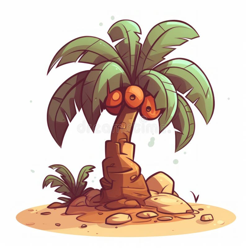 A Cartoon Illustration of a Palm Tree. Generative AI. Stock ...