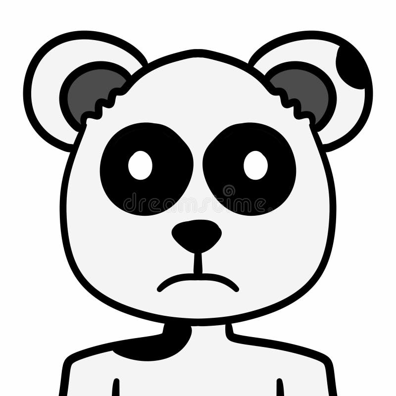 A Cartoon Illustration of a Panda with Sad Expression Stock ...