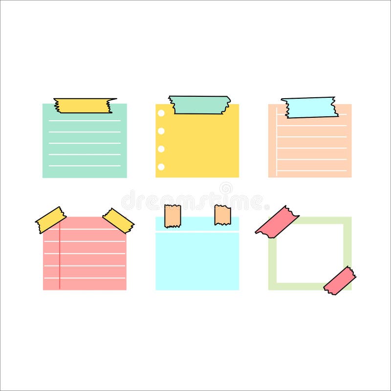 Cartoon Illustration of Paper, Note, Sticky, Message, Reminder Stock ...