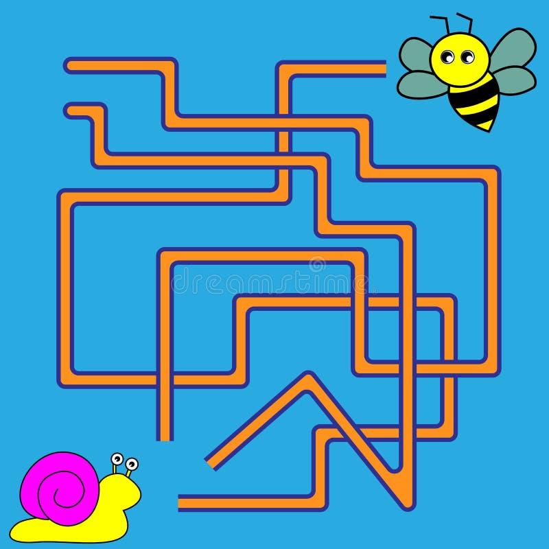 Cartoon Illustration of Paths or Maze Puzzle Activity Game. Kids ...
