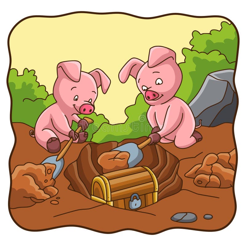 Cartoon Illustration Pig Digging Stock Illustration - Illustration of ...