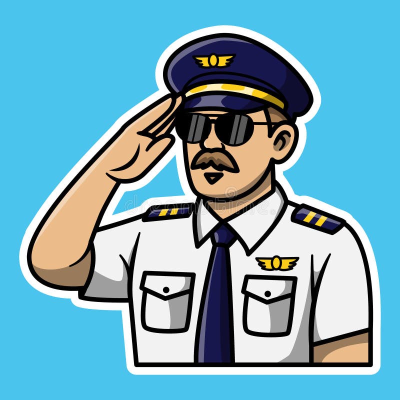 Cartoon Illustration of a Pilot Saluting Stock Vector - Illustration of ...