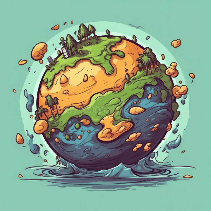 A Cartoon Illustration of the Planet EARTH. Generative AI. Stock ...