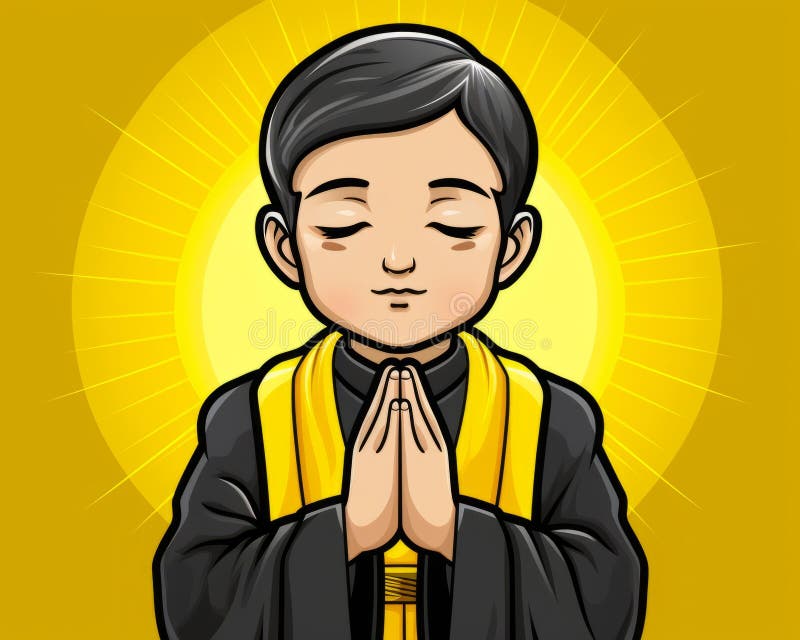 A Cartoon Illustration of a Priest Praying Stock Illustration ...