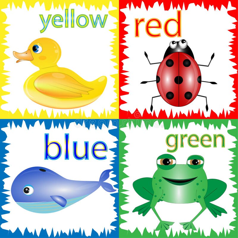 Cartoon Illustration of Primary Colors with Animals. Learning Colors ...