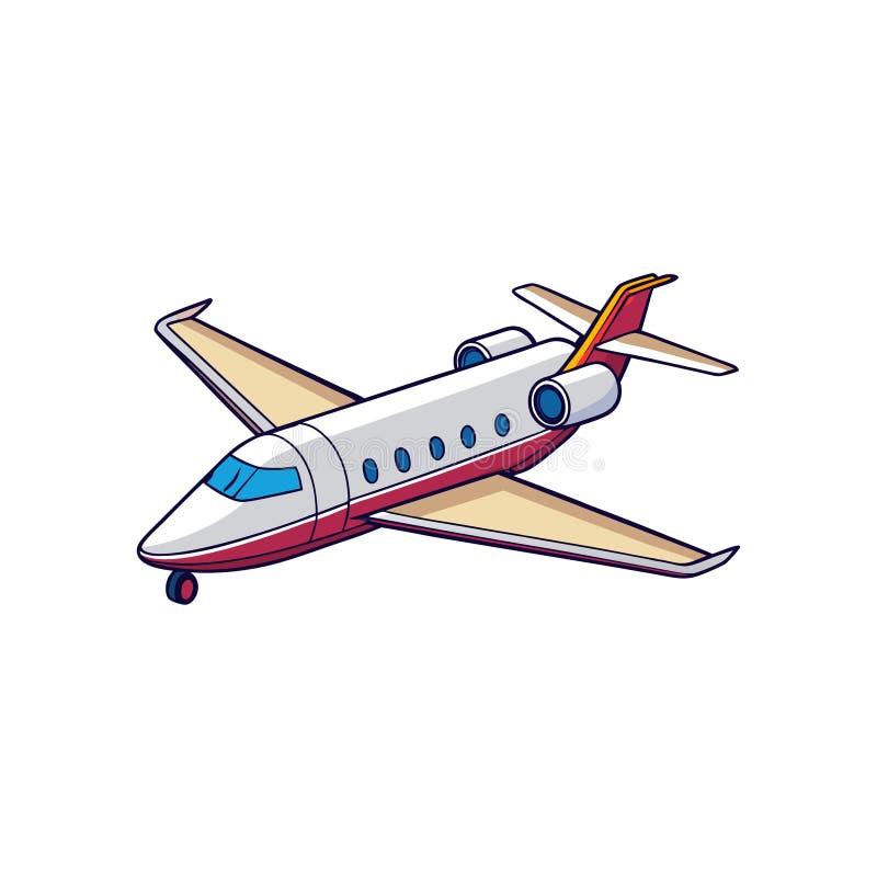 Cartoon Illustration of a Private Jet on White Background Stock ...