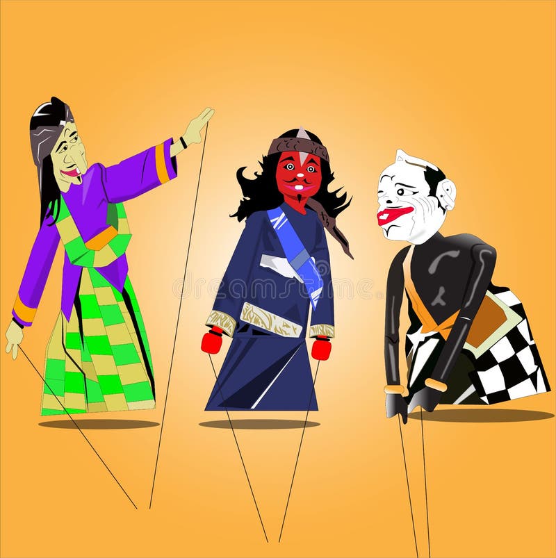 Cartoon Illustration of the Puppet Show Family Stock Vector ...