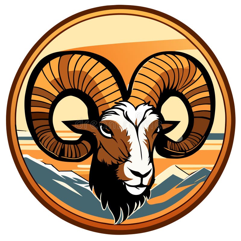 Cartoon Illustration of a Ram Ram Head Viewed from Side Set Inside ...