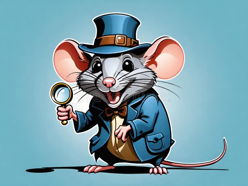 Cartoon Illustration of Rat with Hat Stock Illustration - Illustration ...