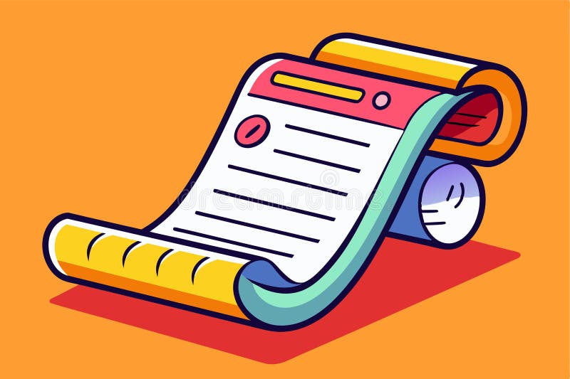 A Cartoon Illustration of a Receipt Rolling Out of a Printer, with a ...