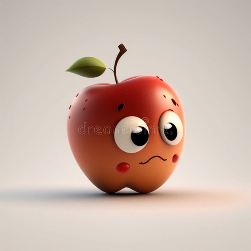 Cartoon Apple on White Background Stock Illustration - Illustration of ...