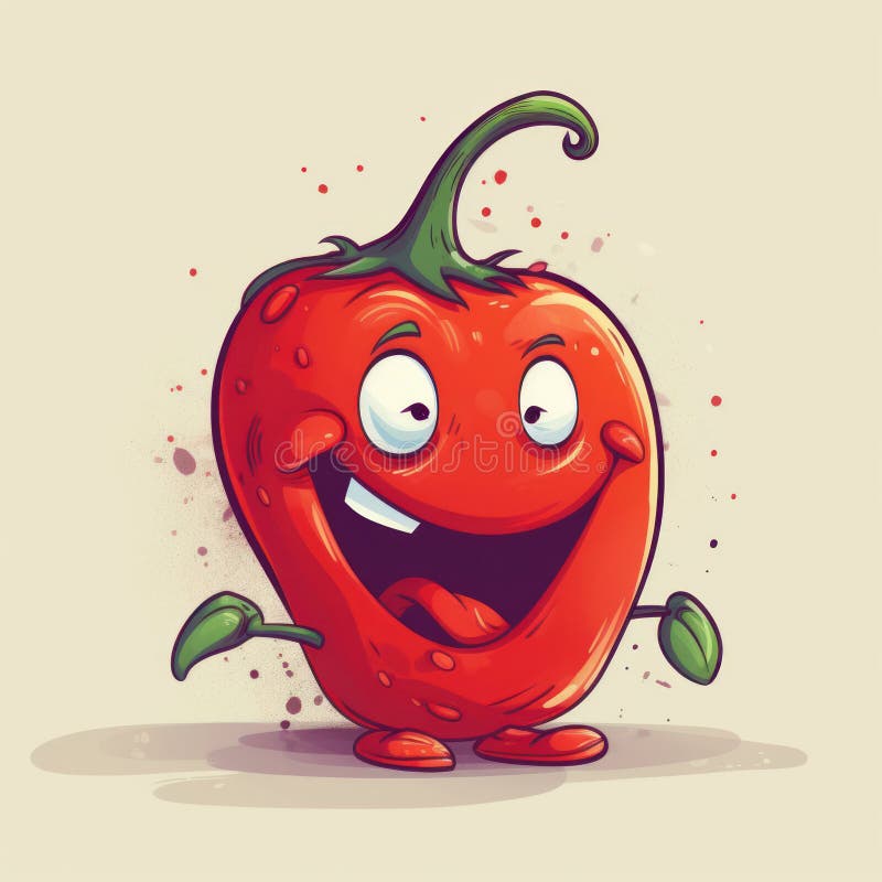 A Cartoon Illustration of a Red Bell Pepper. Generative AI. Stock ...