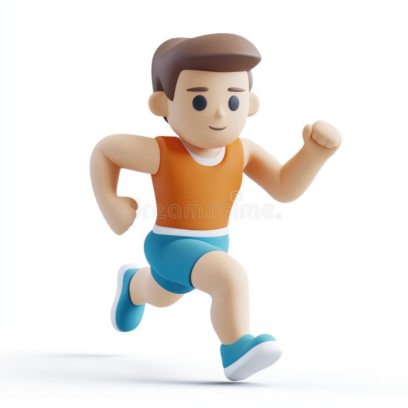 Energetic Cartoon Boy Running a Marathon, Achieving Fitness Goals Stock ...