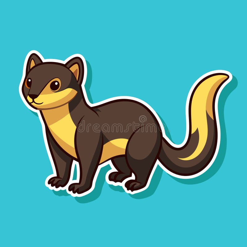 Cartoon Illustration of a Sable Marten on Blue Background Stock Image ...