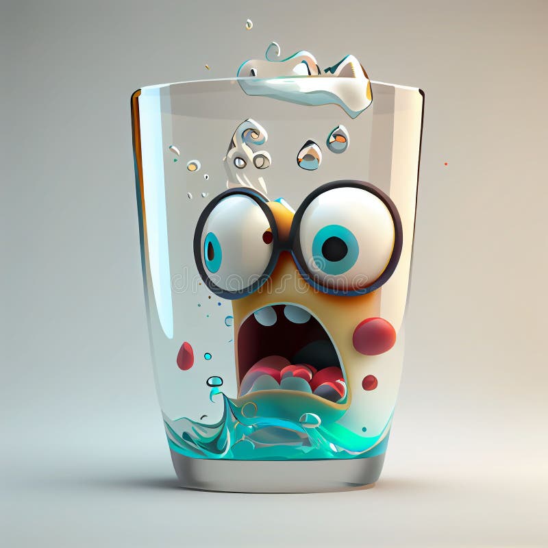 Cartoon Illustration of a Scared Fish in a Glass Stock Illustration ...
