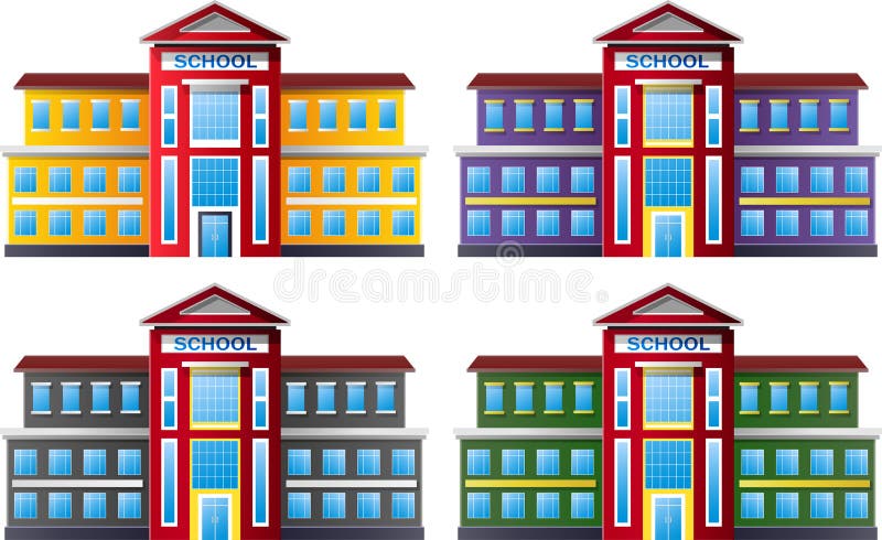 Cartoon Illustration of School Building Collection Set Stock Vector ...