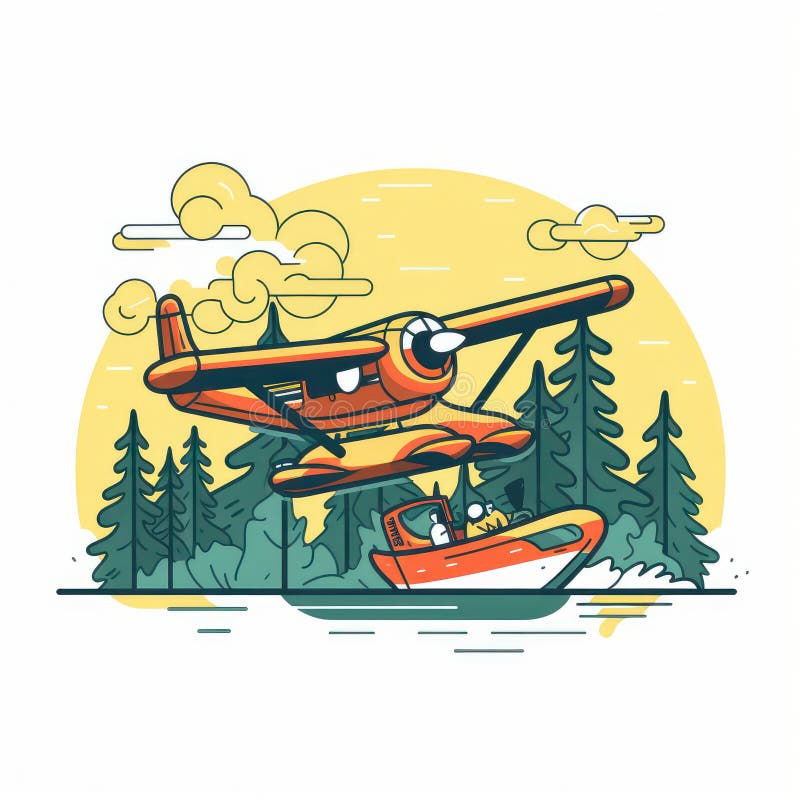 A Cartoon Illustration of a Seaplane. Stock Illustration - Illustration ...