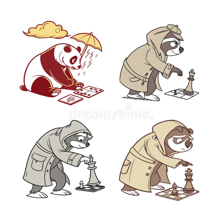 Panda and Sloth Solving Problems Cartoon Concept Stock Vector ...