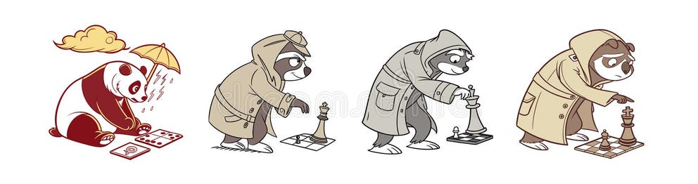 Panda and Sloth Solving Problems Cartoon Concept Stock Vector ...