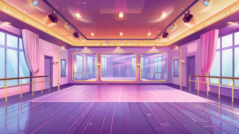 Cartoon Illustration Showing a Dance Studio, an Empty Ballet Class ... Cartoon Illustration Showing a Dance Studio, an Empty Ballet Class ...