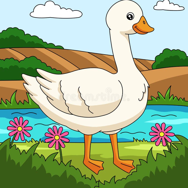 Goose Colored Cartoon Farm Illustration Stock Vector - Illustration of ...