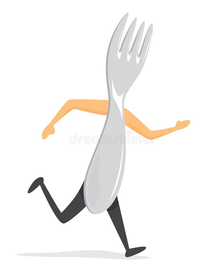 3d man running fork stock illustration. Illustration of restaurant ...