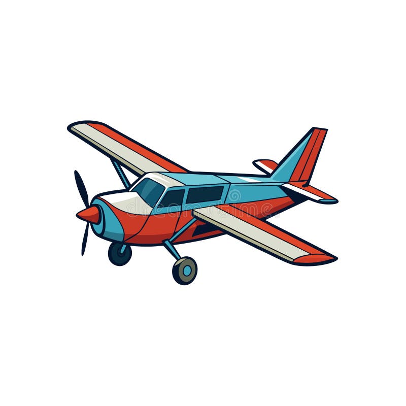 Cartoon Airplane Illustration: Colorful, Single-Engine, Propeller ...