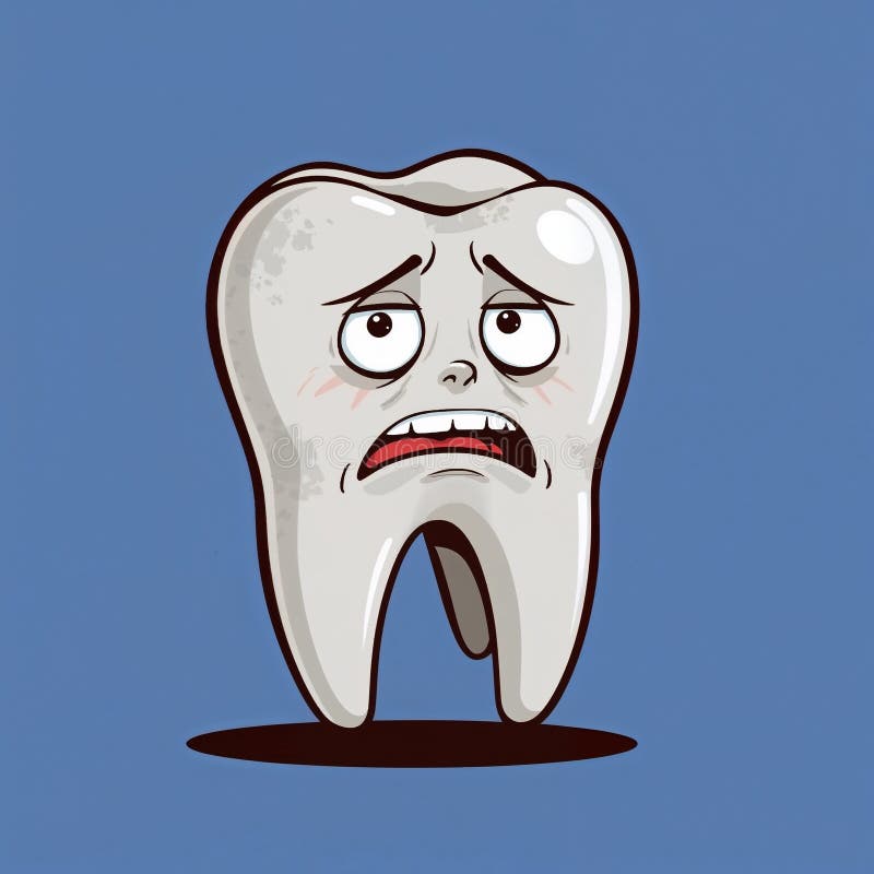 Sad Cartoon Tooth with Plaque and Cavities Stock Photo - Image of ...