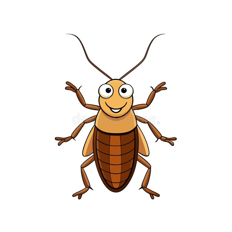 Cartoon Cockroach with a Happy Face on White Background Stock Image ...