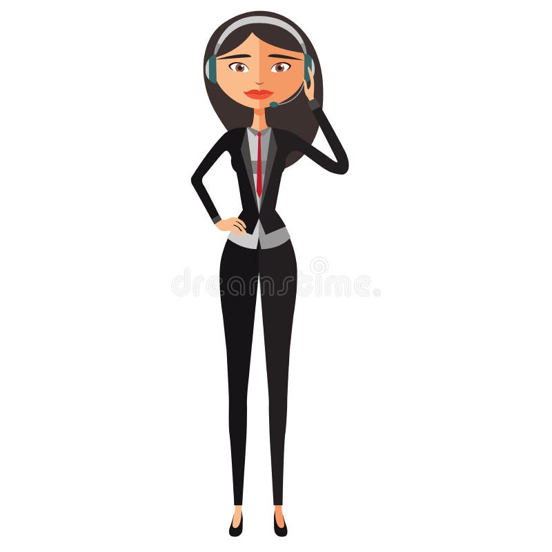 Cartoon Customer Support Operator Icon Call Center Woman Avatar Stock ...
