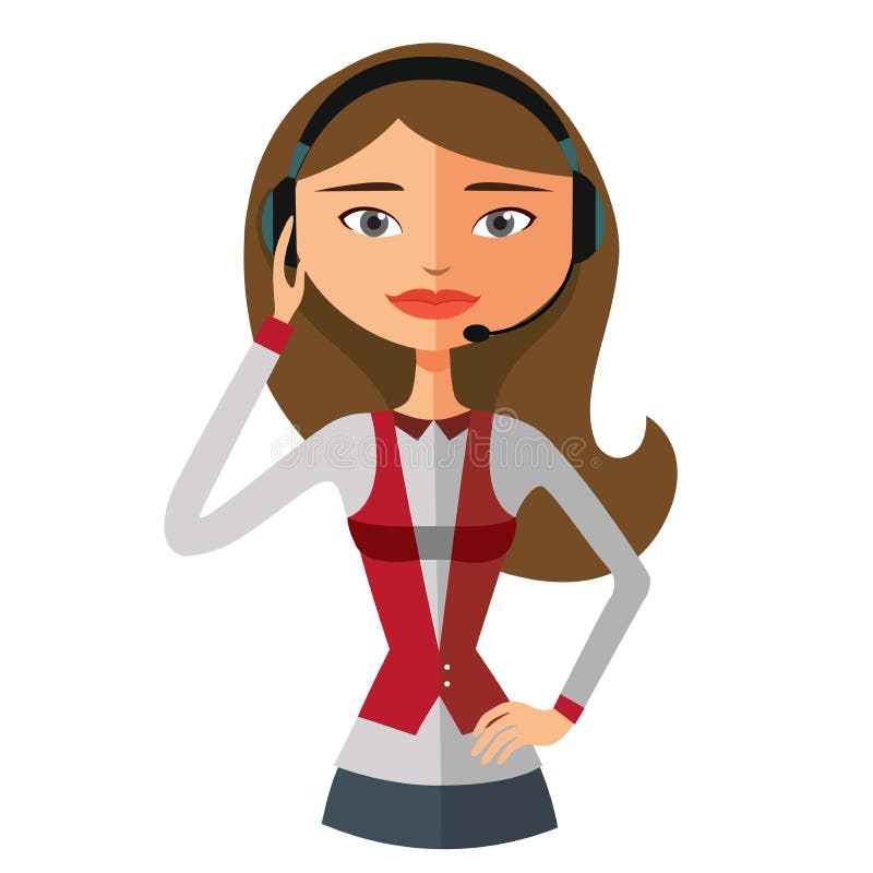 Cartoon Illustration of a Smiling Customer Support Operator Vector ...