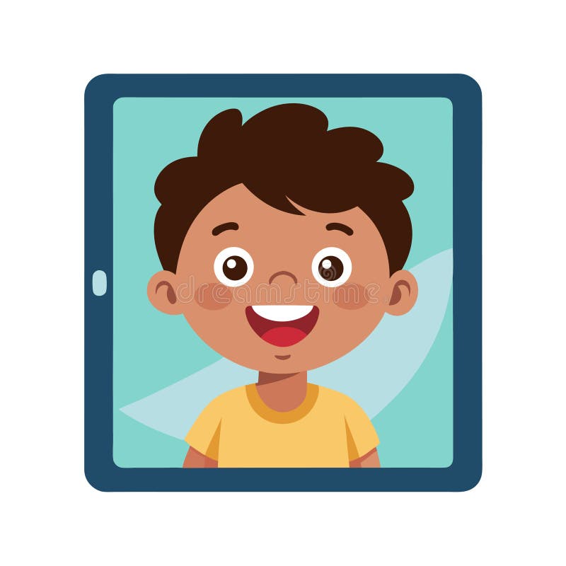 Cartoon Boy on Tablet: Online Learning, Video Call, Education Concept ...