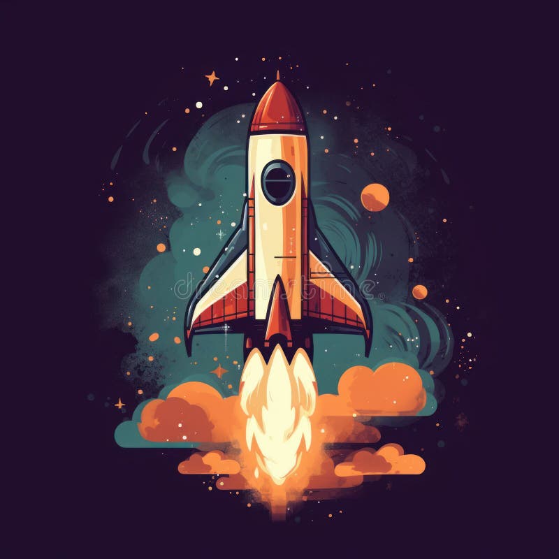 A Cartoon Illustration of a Space Rocket. Stock Illustration ...