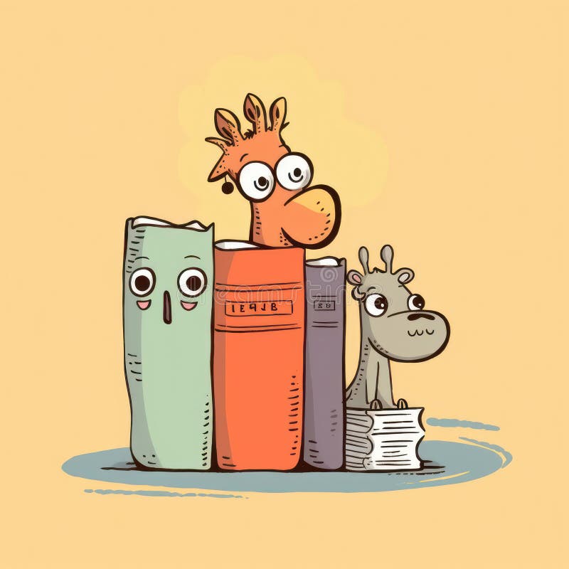 A Cartoon Illustration of a Stack of Books. Stock Illustration ...