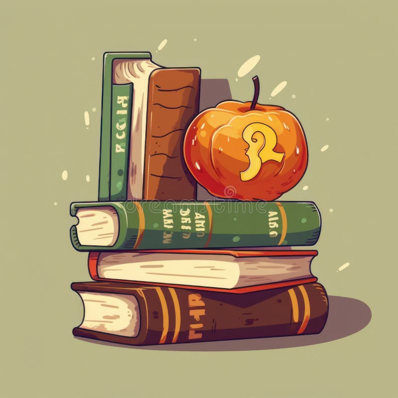 A Cartoon Illustration of a Stack of Books. Stock Illustration ...