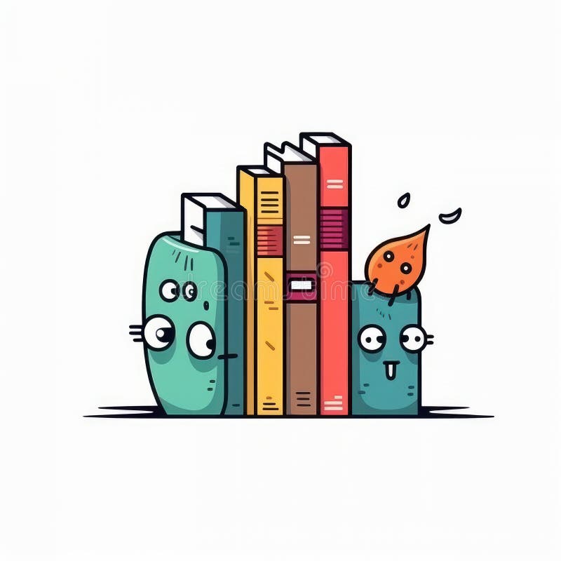 A Cartoon Illustration of a Stack of Books. Stock Illustration ...