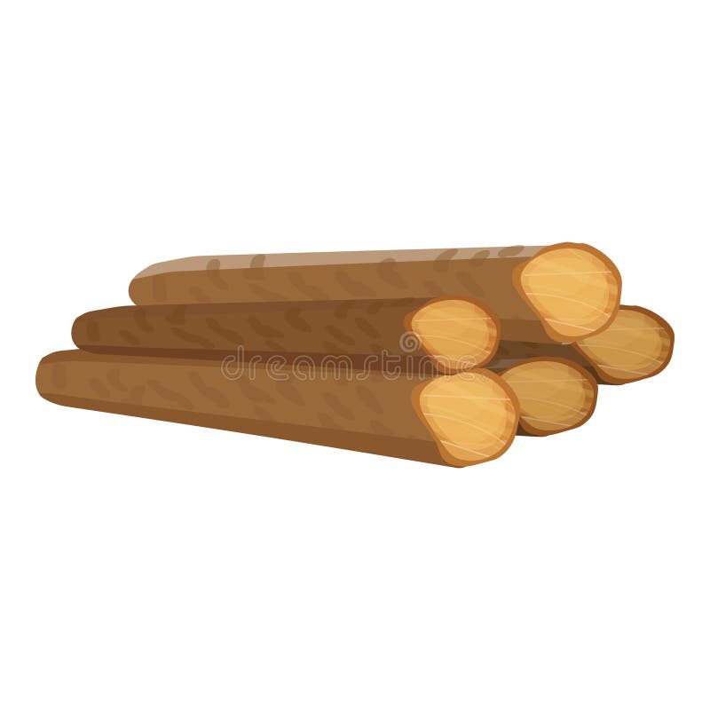 Stack of Cartoonstyle Wooden Logs Isolated on a White Background Stock ...