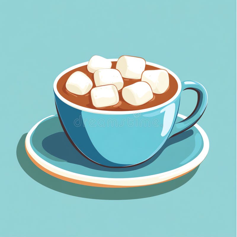 Steaming Hot Chocolate Vector Illustration Marshmallows Mug Stock ...