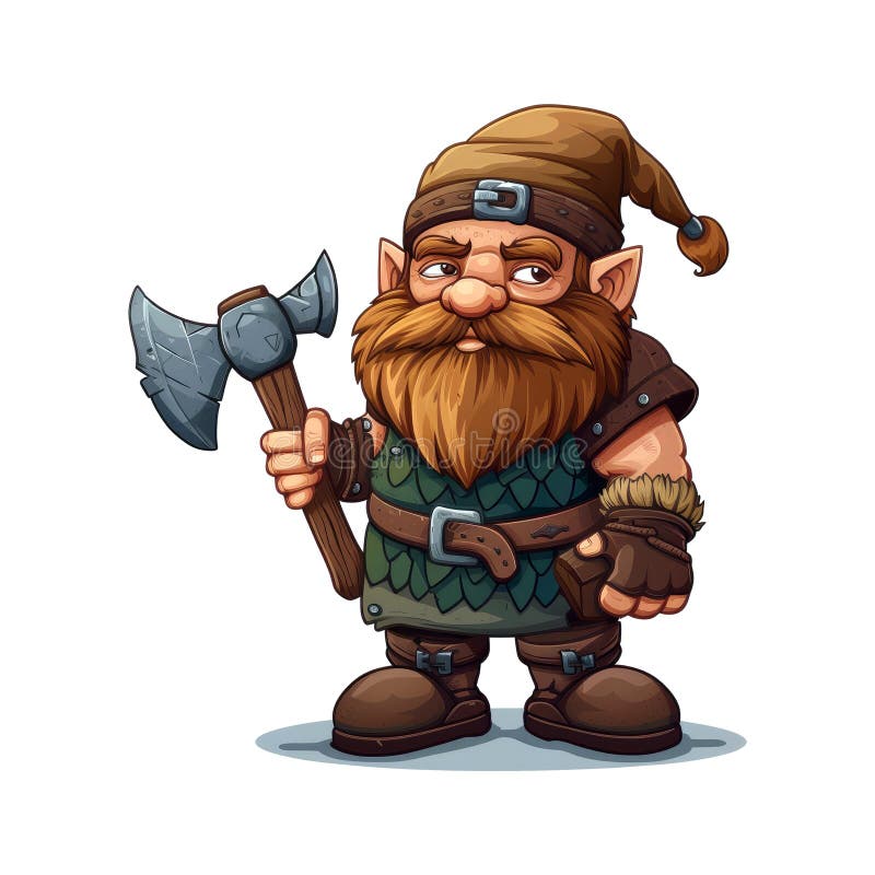 Mighty Dwarf Warrior with Axe, Fantasy Character Illustration Stock ...