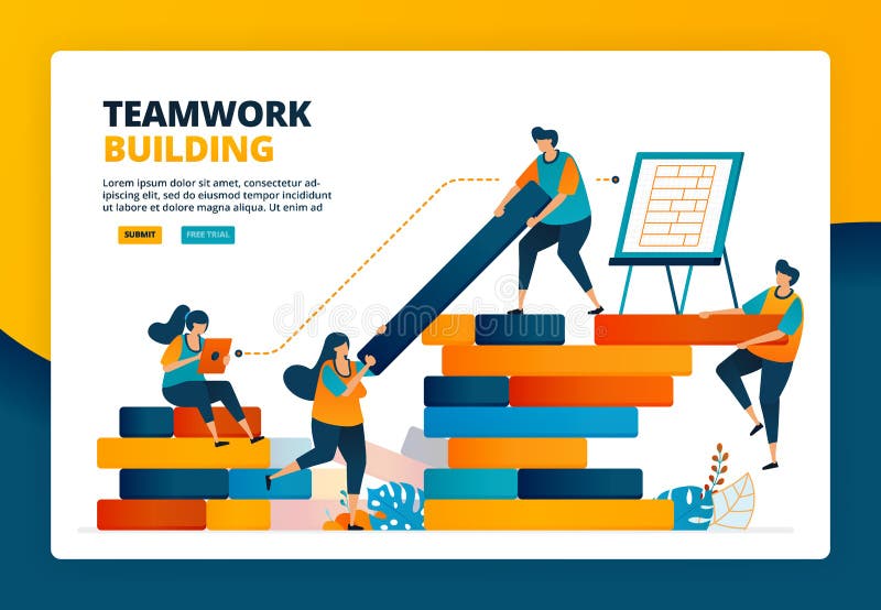 Cartoon Illustration of Strategy and Planning in Constructing the Beam ...