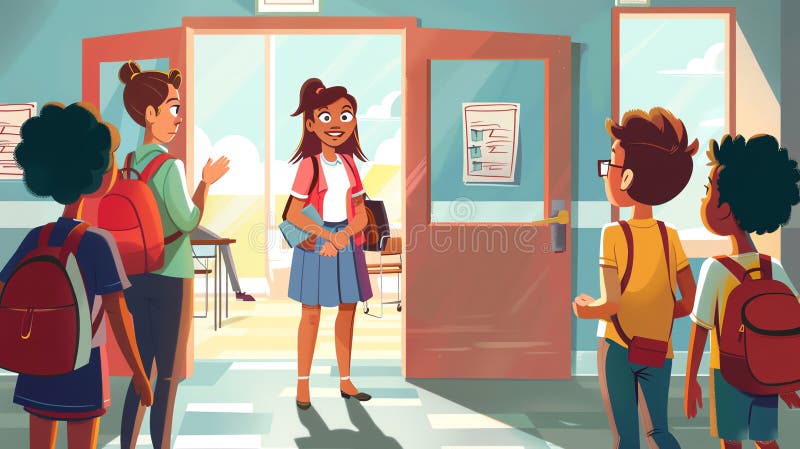 Students Entering Classroom Stock Illustrations – 51 Students Entering ...