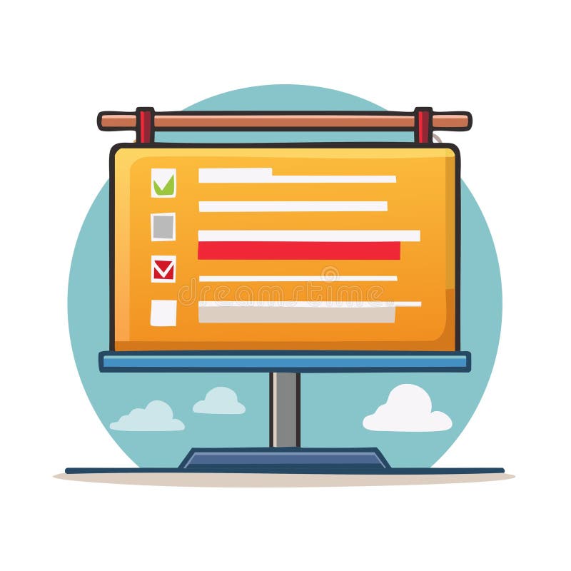 Cartoon Illustration of a Task Management Board with Checkmarks and Progress Bars for Tracking ...