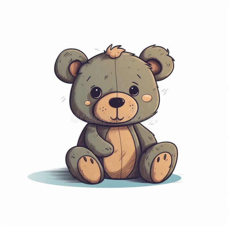 A Cartoon Illustration of a Teddy Bear. Generative AI. Stock ...