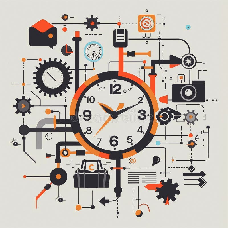 Cartoon Illustration on the Theme of Running Away Time. Time Management ...