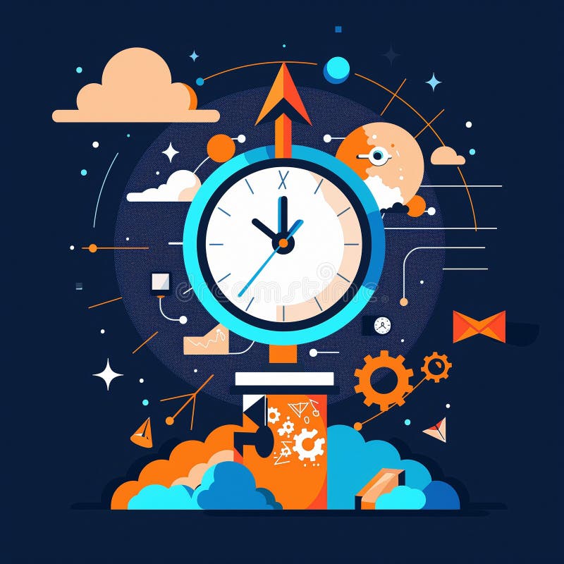 Cartoon Illustration on the Theme of Running Away Time. Time Management ...