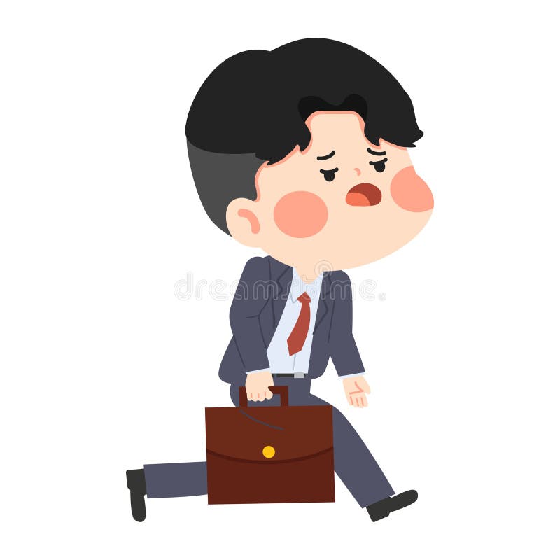 Cartoon Illustration of Tired Office Worker Stock Vector - Illustration ...